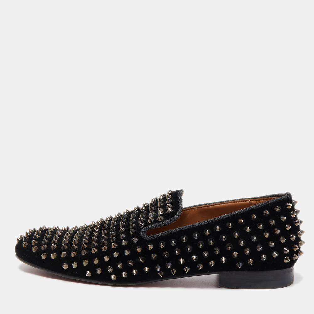 Christian Louboutin Black Velvet Dandelion Spikes Loa… - Gem